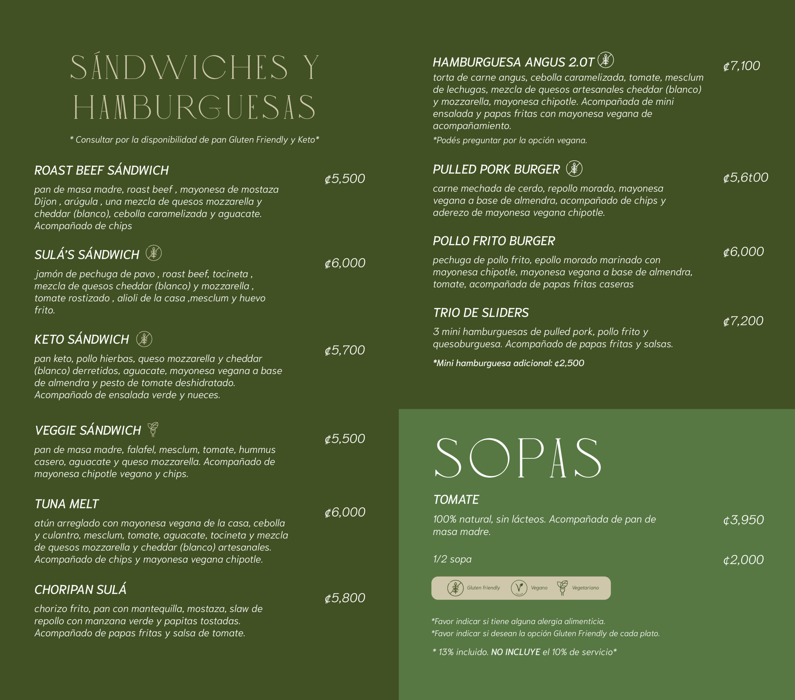 Menu – Cafeteria Sula