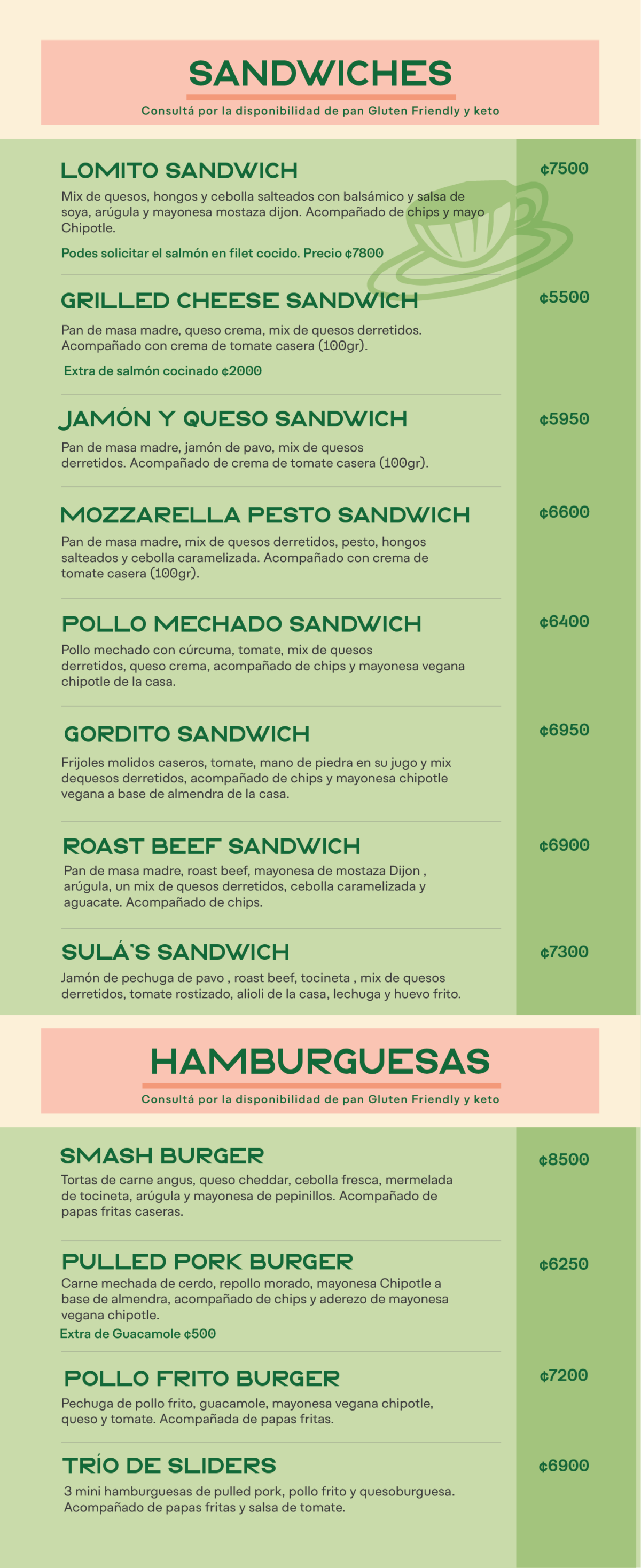 Menu – Cafeteria Sula